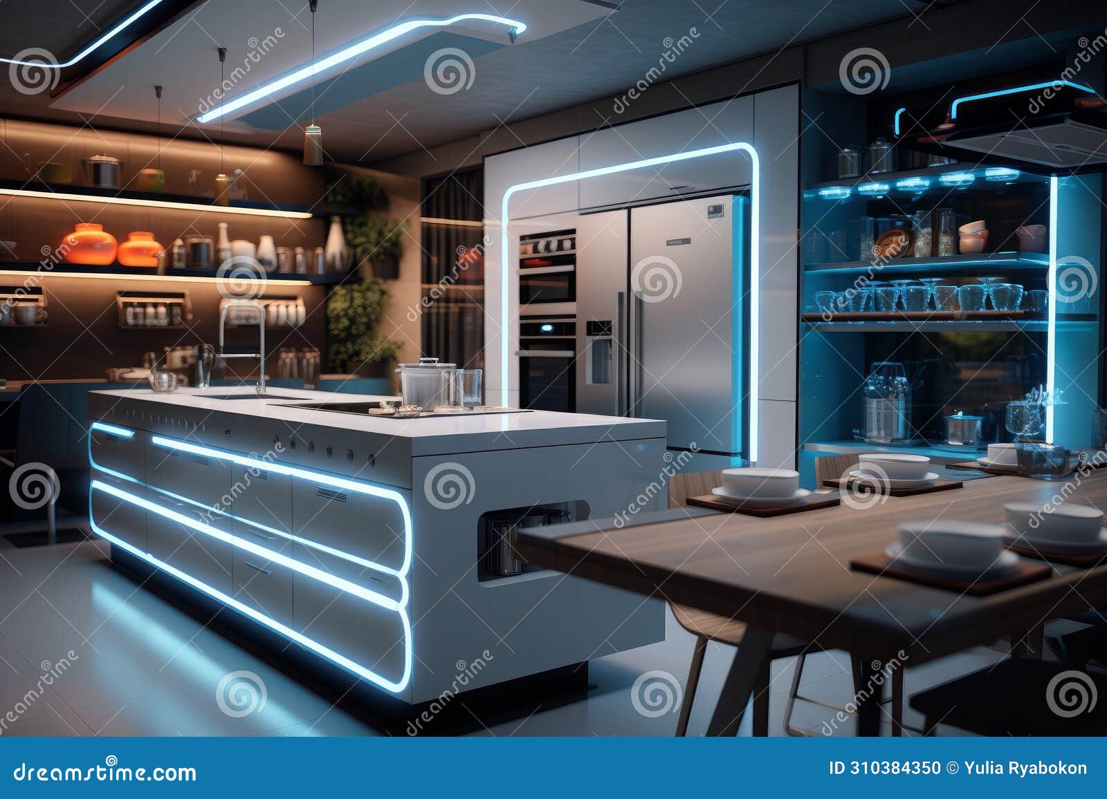High-tech Modern Kitchen Interior Smarthome. Generate Ai Stock Photo ...