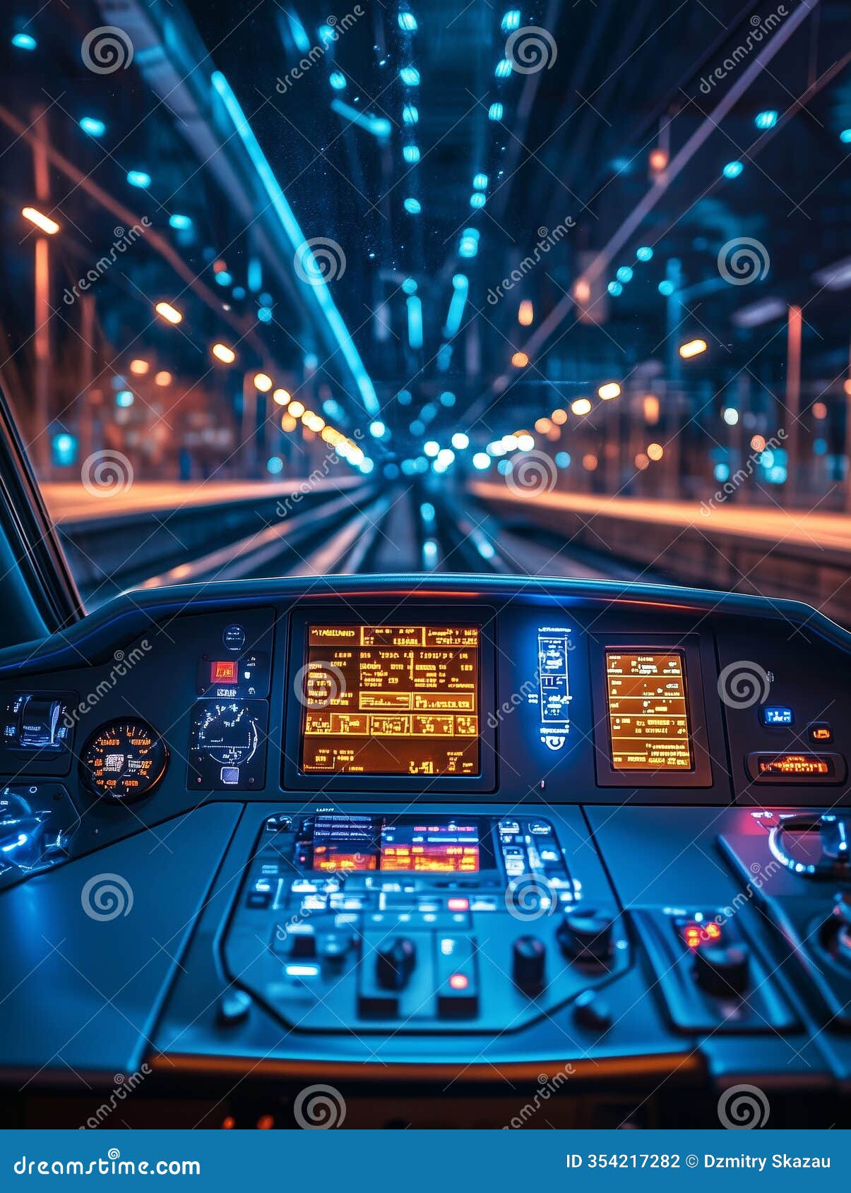 High-tech Modern Train Cockpit Interior Showcasing Futuristic Design ...