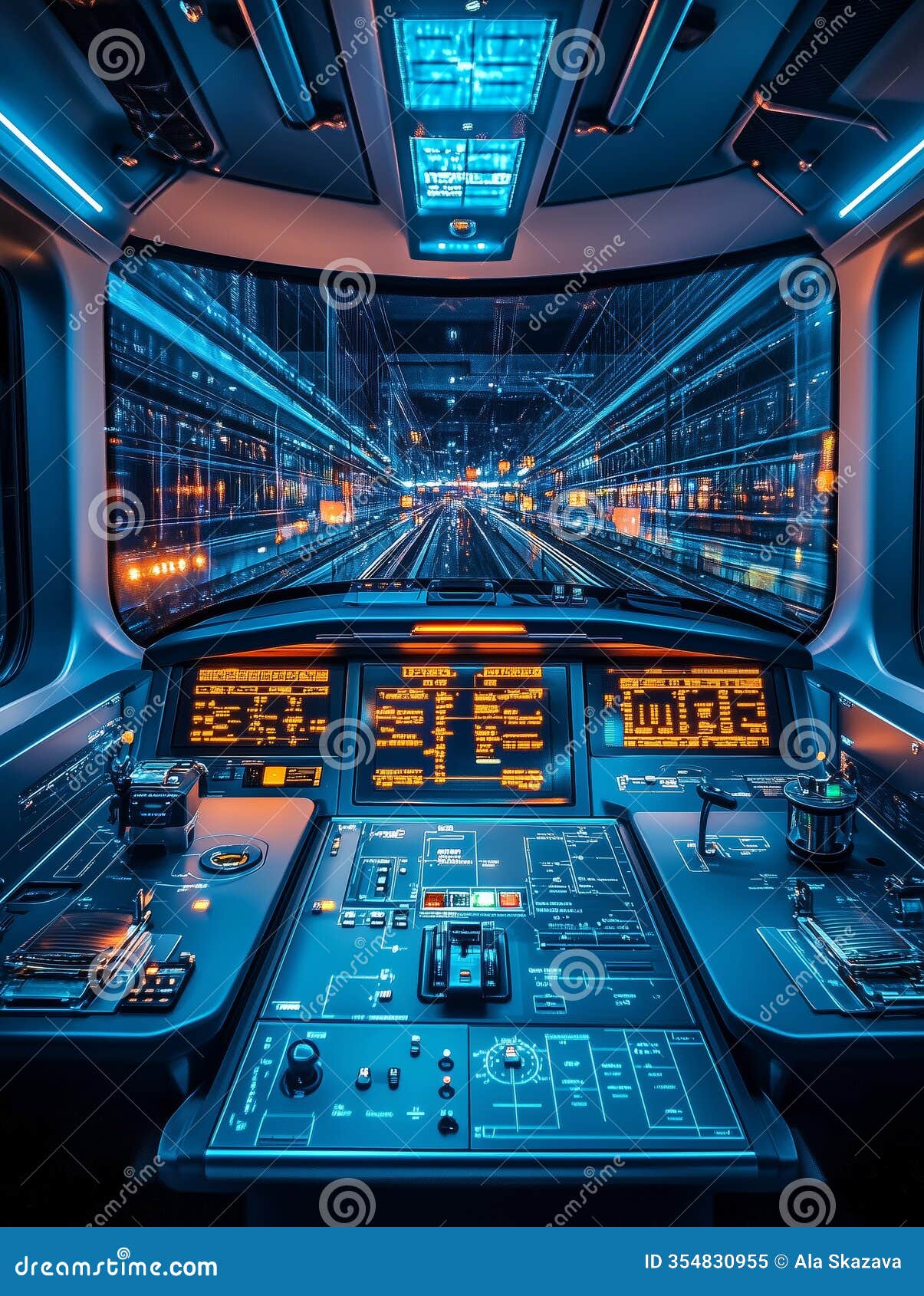 High-tech Modern Train Cockpit Interior Showcasing Futuristic Design ...
