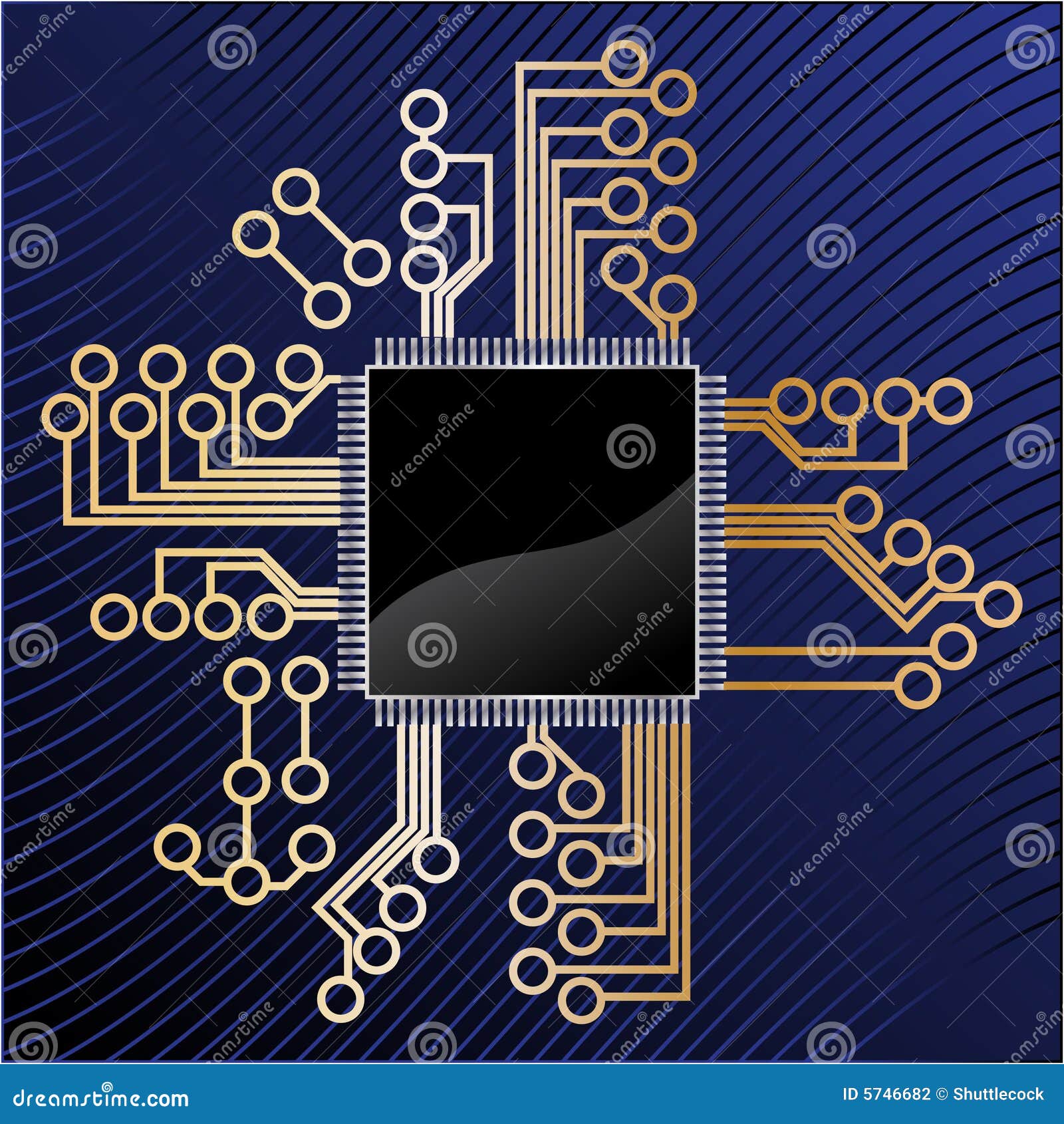 High Tech Mother Board with Ch Stock Vector - Illustration of chip ...