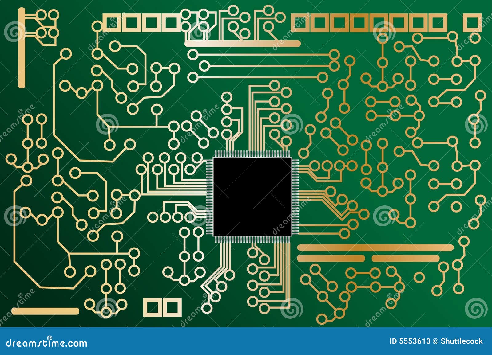 High Tech Mother Board with Chip Stock Vector - Illustration of chip ...