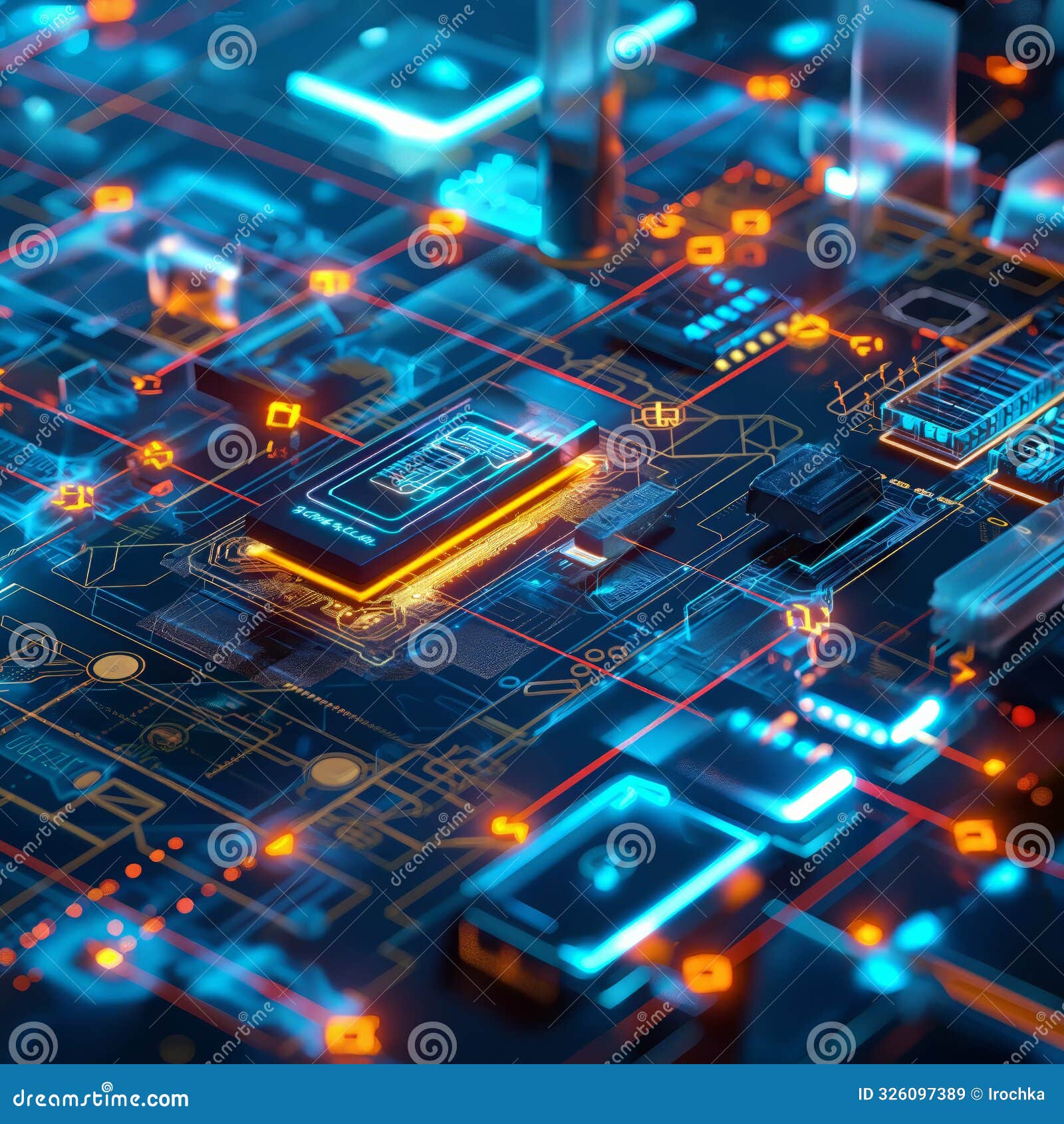 High-Tech Motif with Smart Technology Design Stock Image - Image of ...