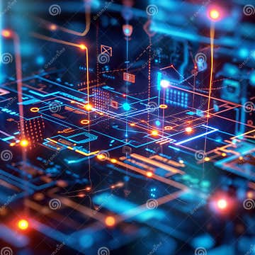 High-Tech Motif with Smart Technology Design Stock Image - Image of ...