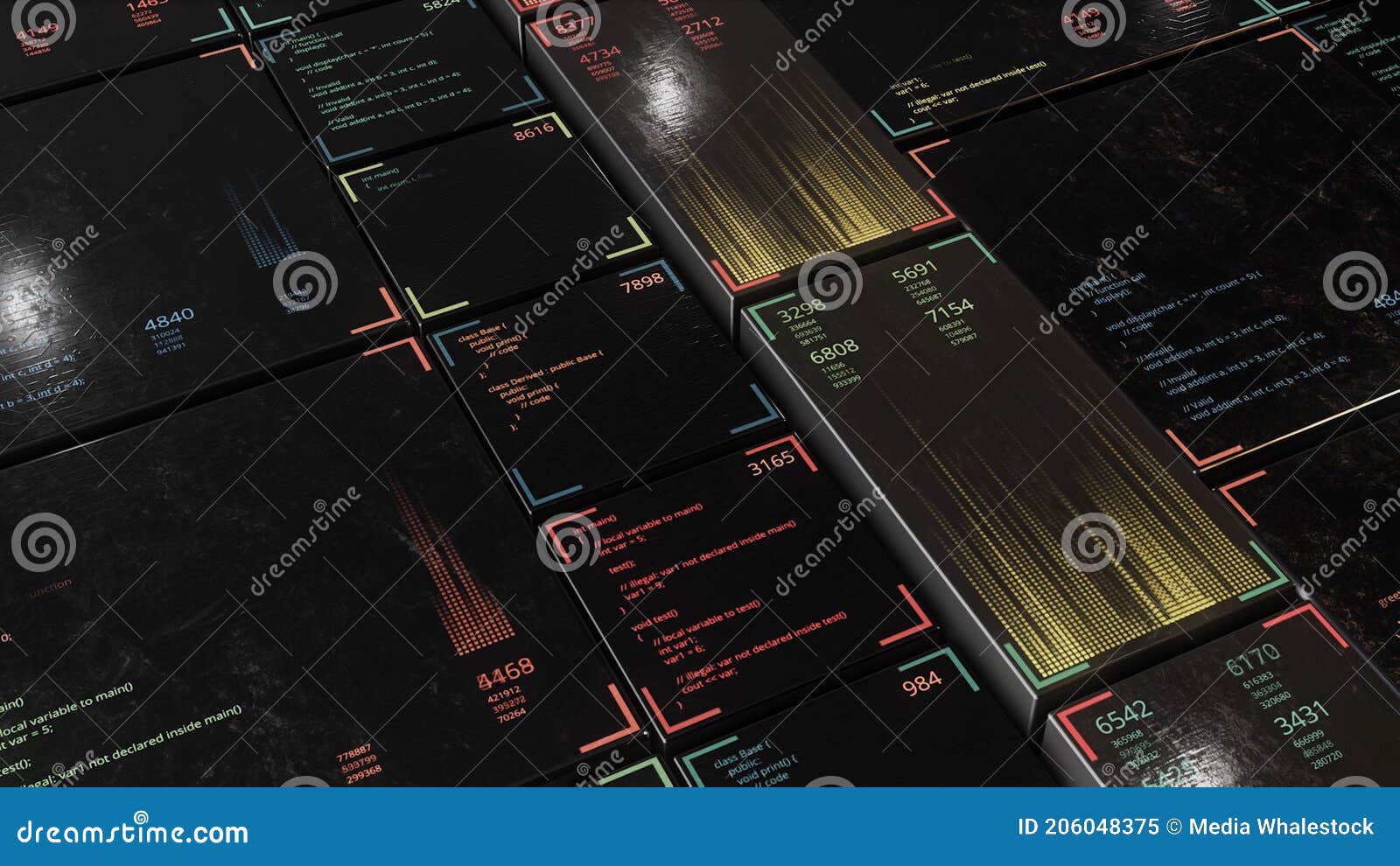 High-tech Moving Panels with Digital Data. Animation Stock Illustration ...