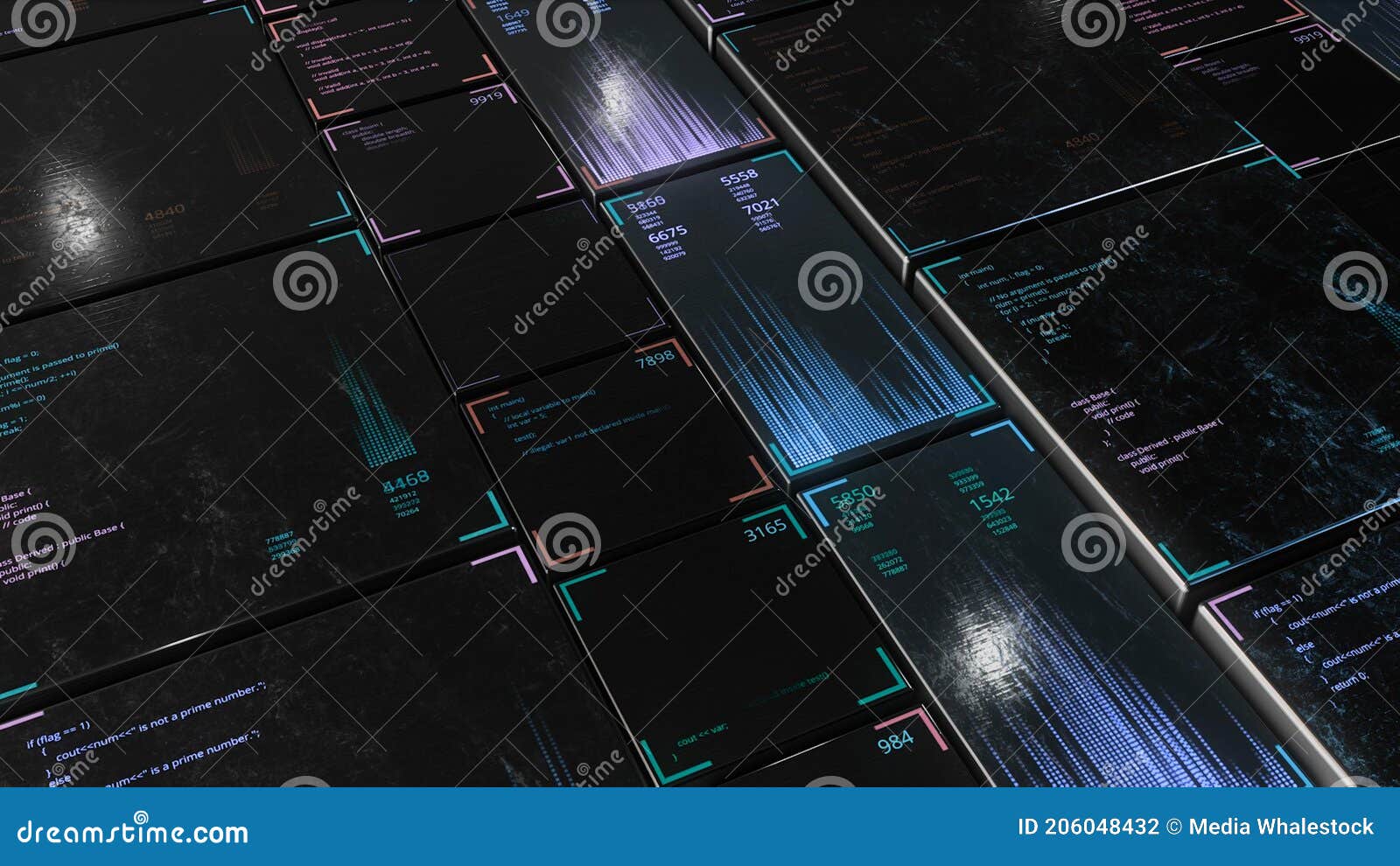 High-tech Moving Panels with Digital Data. Animation Stock Illustration ...