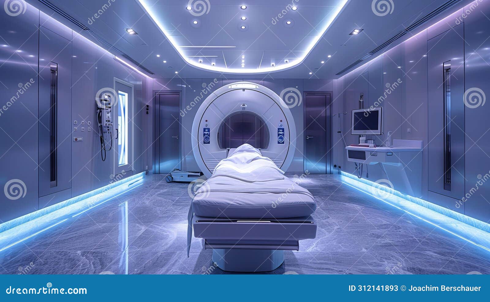 High-Tech MRI Scanner Room with Patient Undergoing Examination Process ...