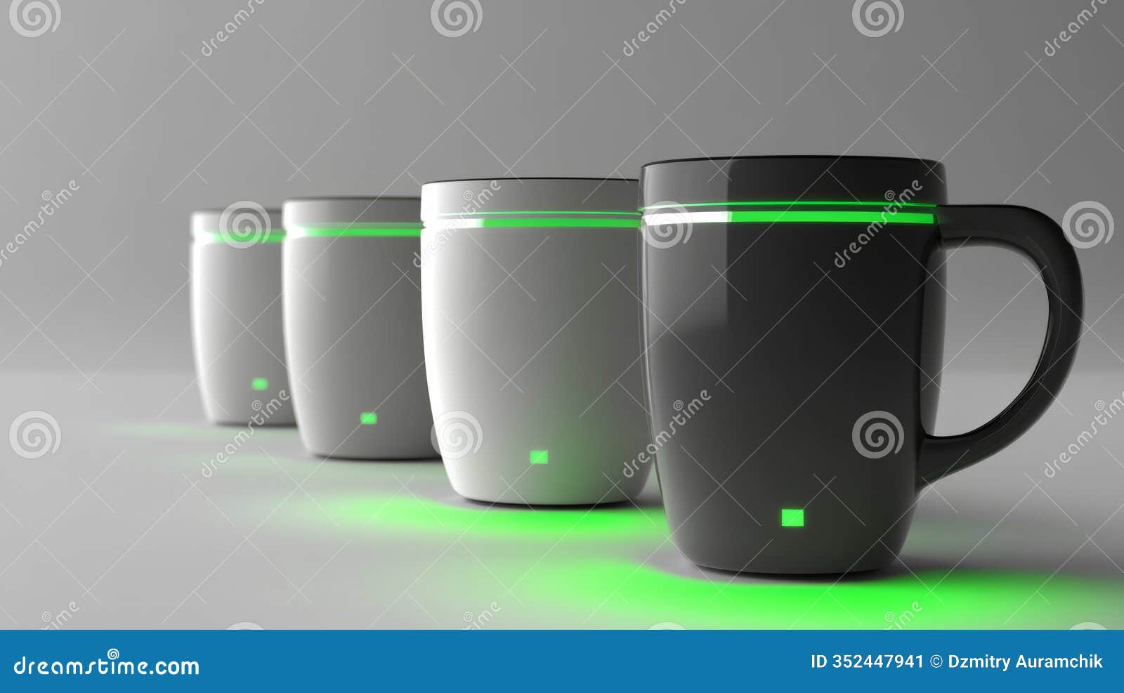 High-tech Mugs with an LED Temperature Indicator Set Against a White ...