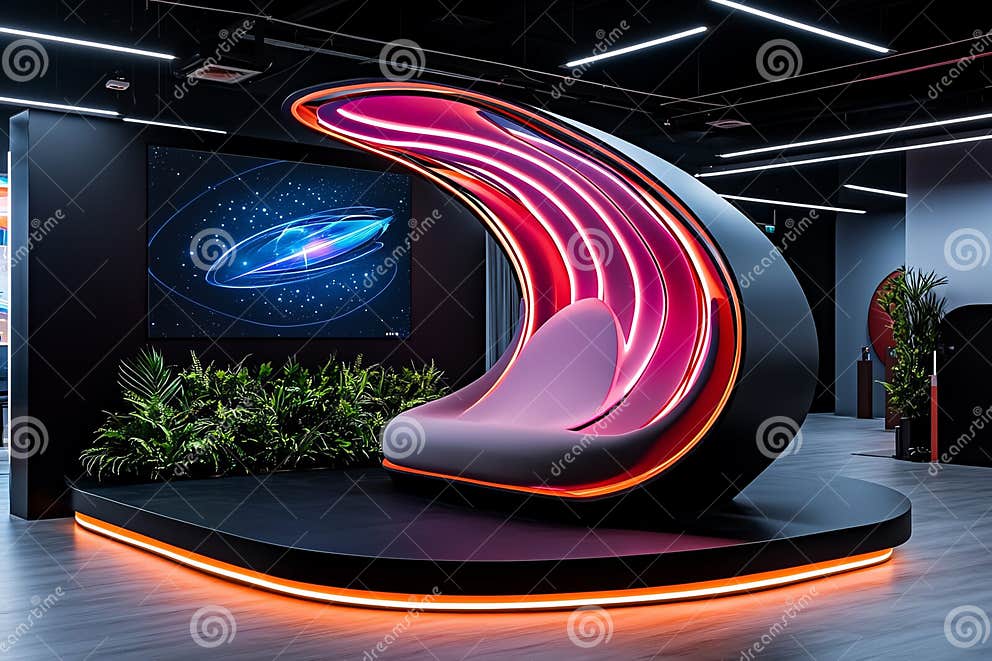 A High-tech Neon Podium with Interactive Lighting that Changes Colors ...