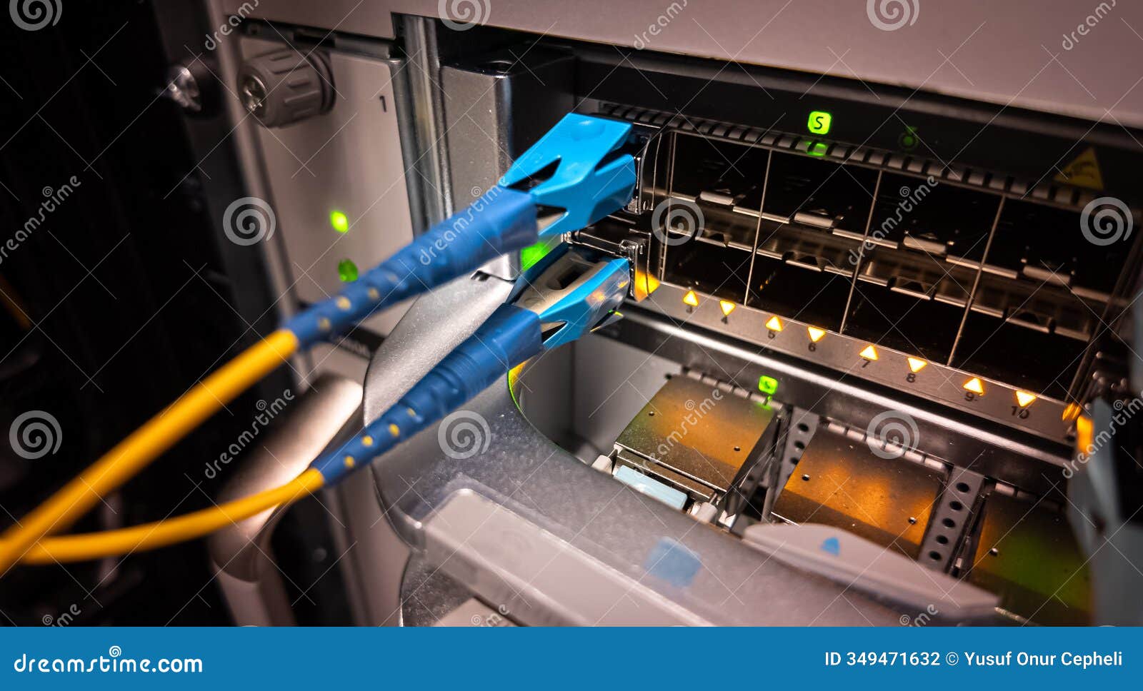 High-tech Network Connections in a Data Center during a Routine Maintenance Check Stock Photo ...