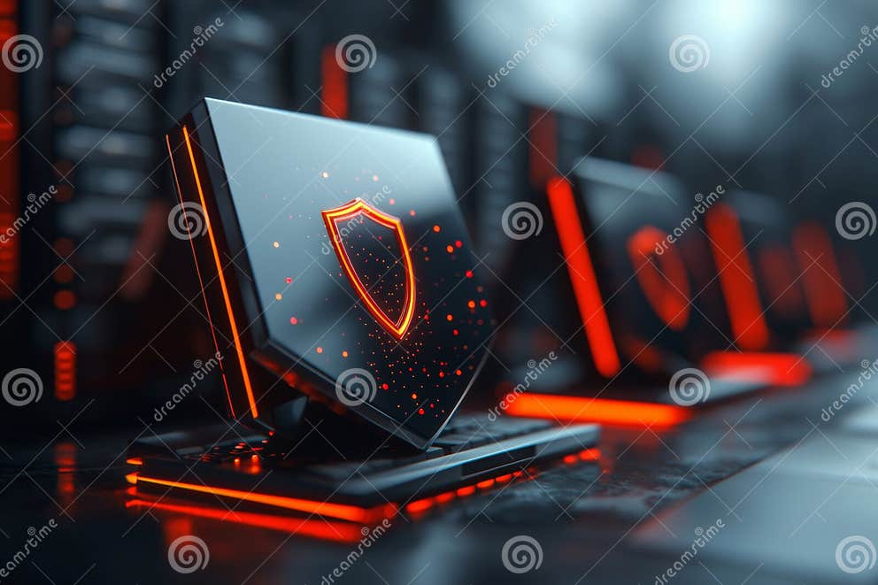 A High-tech Network Security Setup, with Shields and Layers of Defense ...