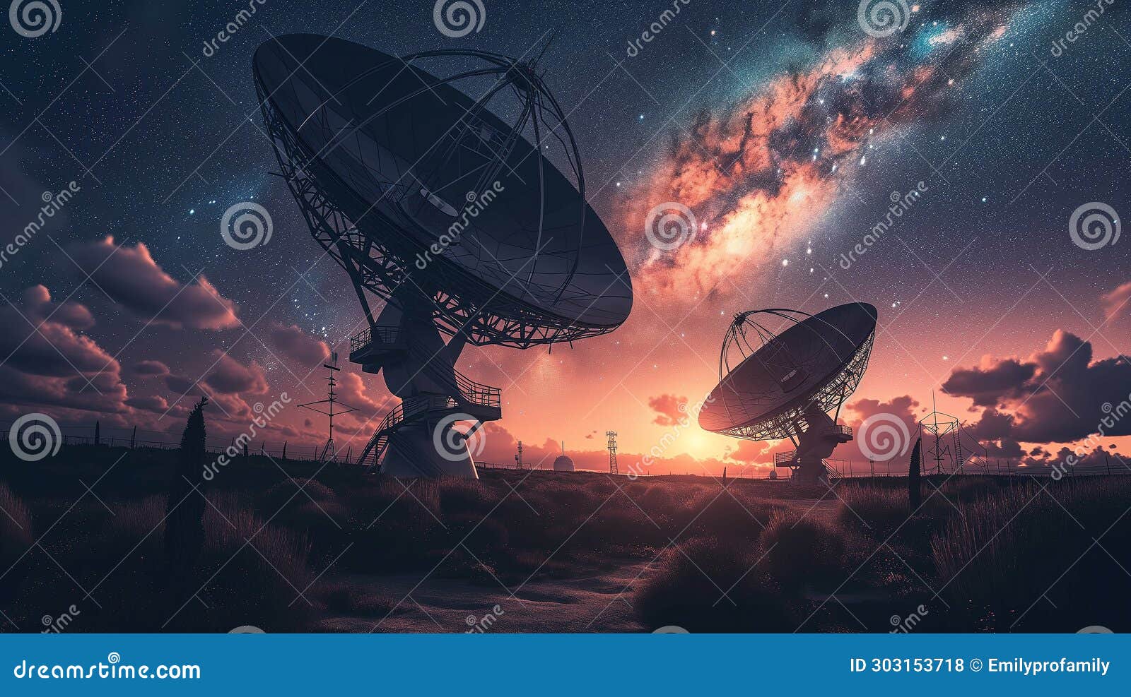 High-tech Observatory Equipped With Twin Satellite Dishes, Exploring ... High-tech Observatory Equipped With Twin Satellite Dishes, Exploring ...