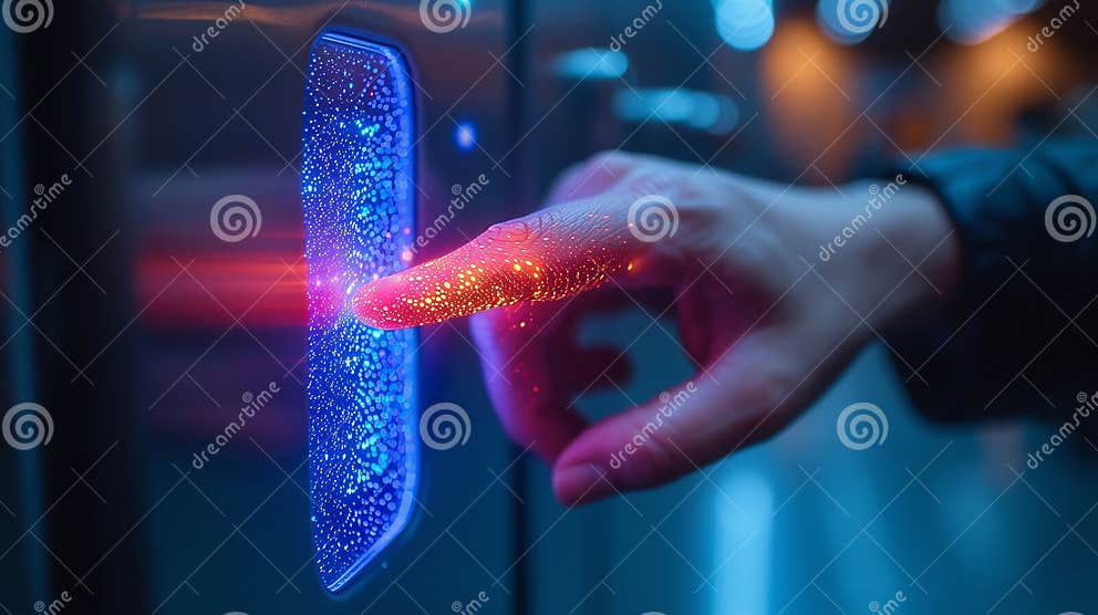 High-tech Office Entry with Fingerprint Scanner, Modern Security ...