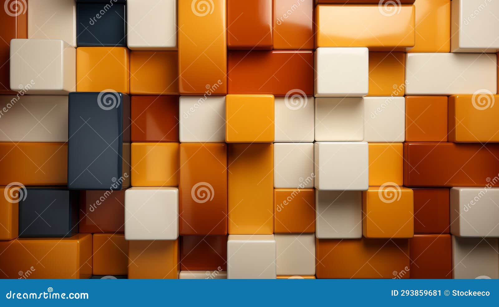 High-tech Orange and Blue Colored Blocks with Metallic Finishes Stock ...