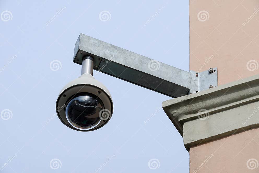 High Tech Overhead Security Camera Stock Image - Image of exterior ...