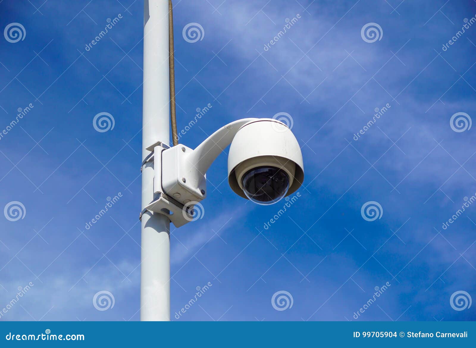 High Tech Overhead Security Camera with a Gradient Blue Sky. Stock ...