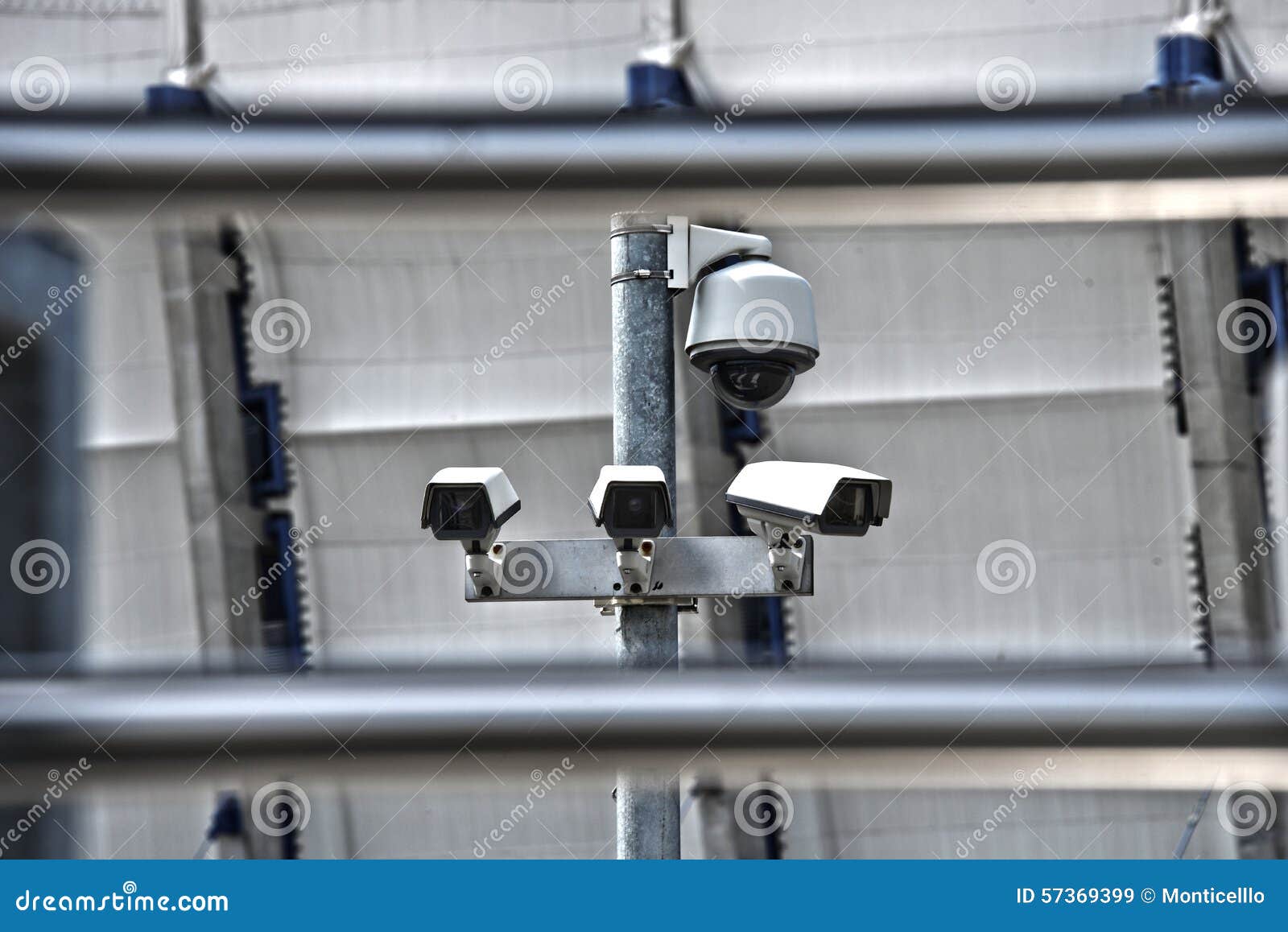 High Tech Overhead Security Camera System in Guarded Area Stock Image ...