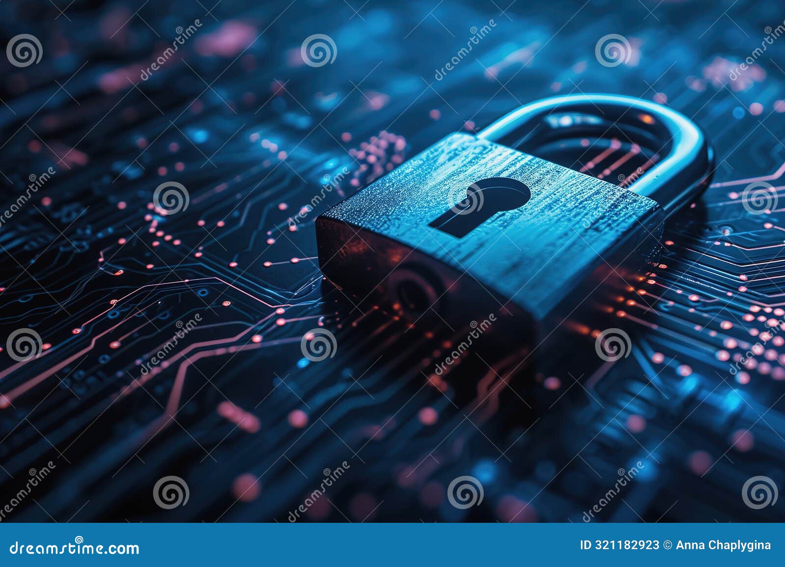 High Tech Padlock on Circuit Board Highlighting Cyber Security Concept ...