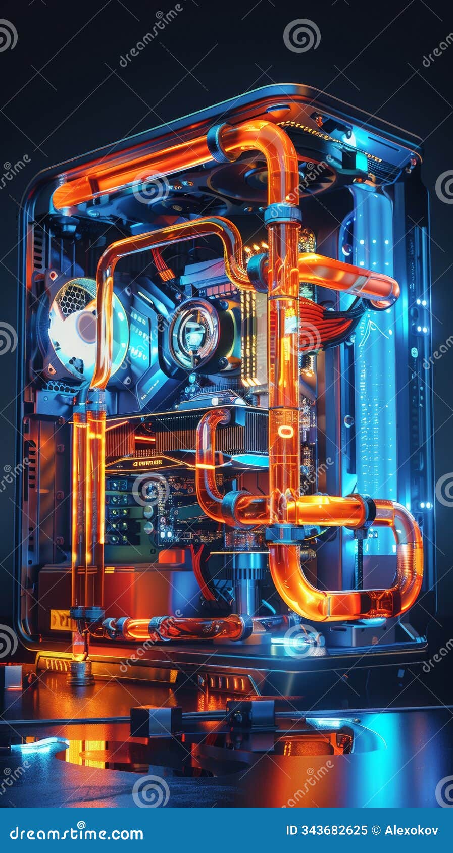 High-Tech PC Cooling System on Black Background Generative AI Stock ...