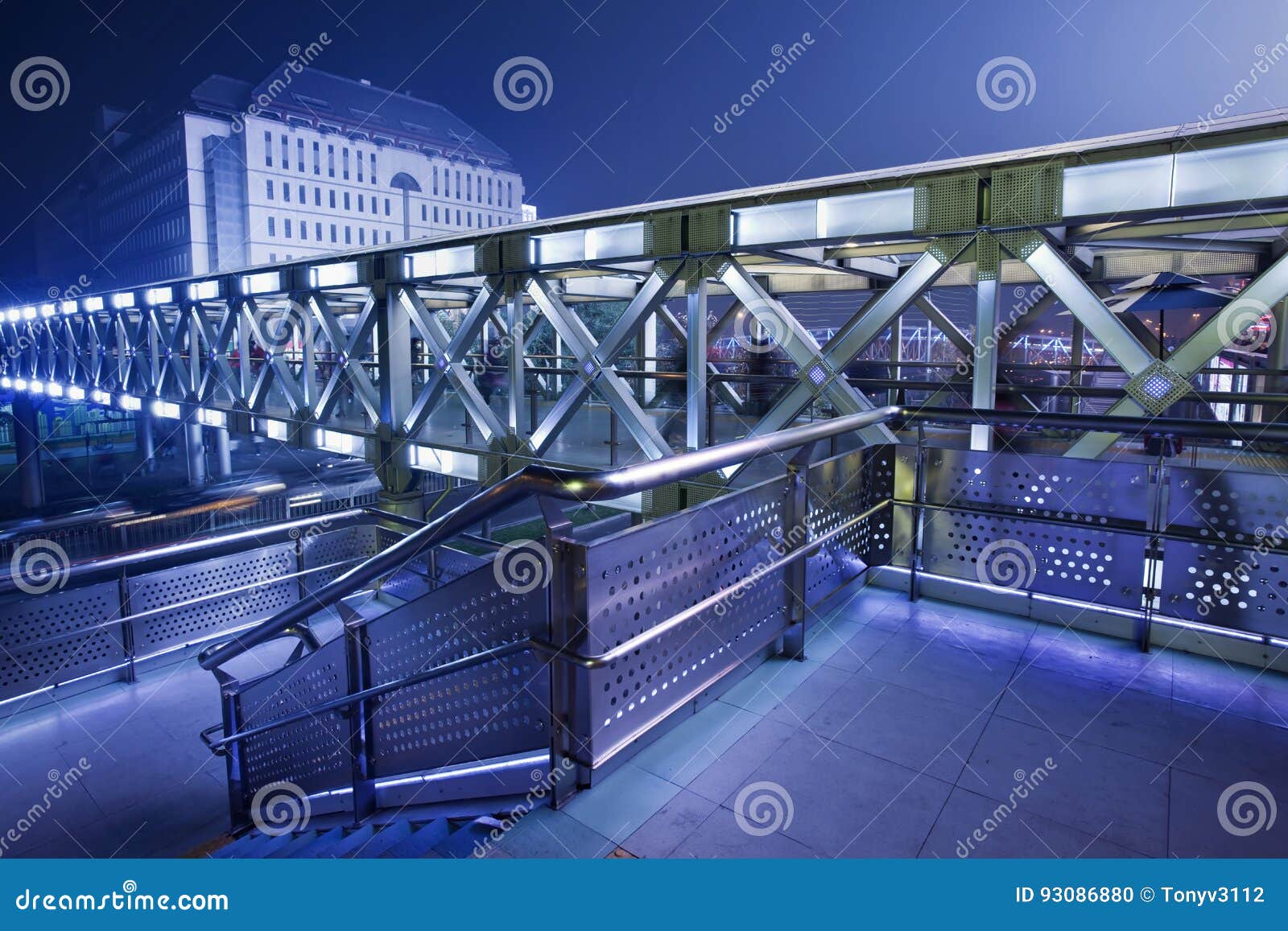 High-tech Pedestrian Bridge, Beijing Stock Photo - Image of commercial ...
