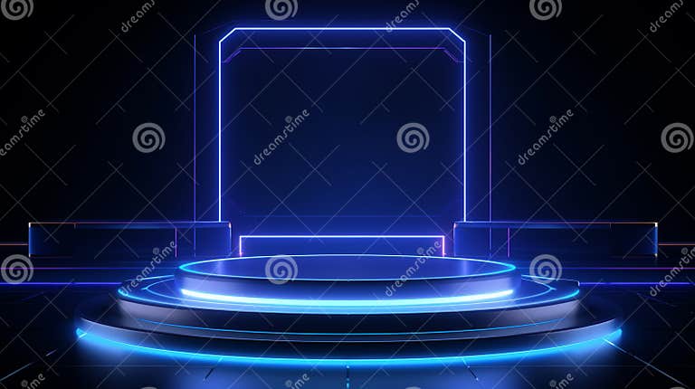 The High-Tech Podium Display with Deep Blue Theme of Sleek and Modern ...