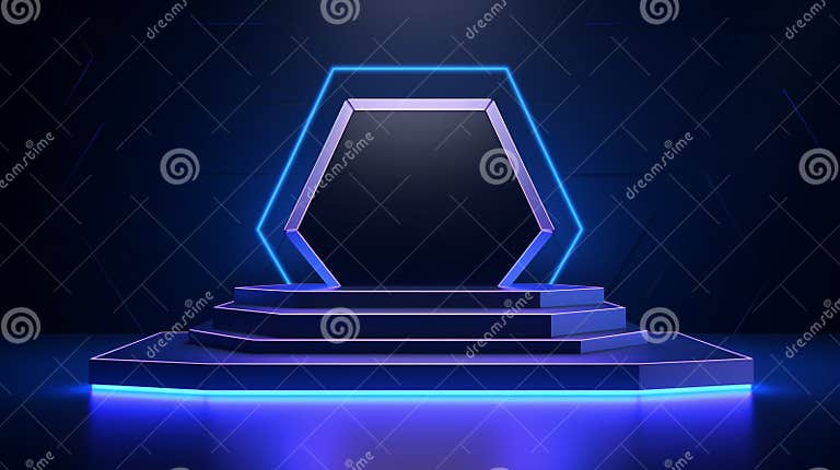 The High-Tech Podium Display with Deep Blue Theme of Sleek and Modern ...