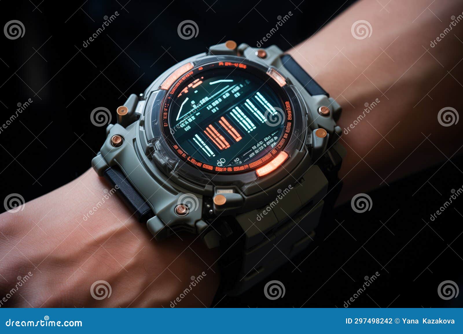 High-tech Portable Watch on a Wrist Stock Illustration - Illustration ...