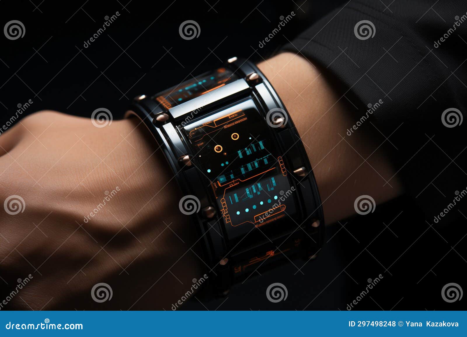 High-tech Portable Watch on a Wrist Stock Illustration - Illustration ...