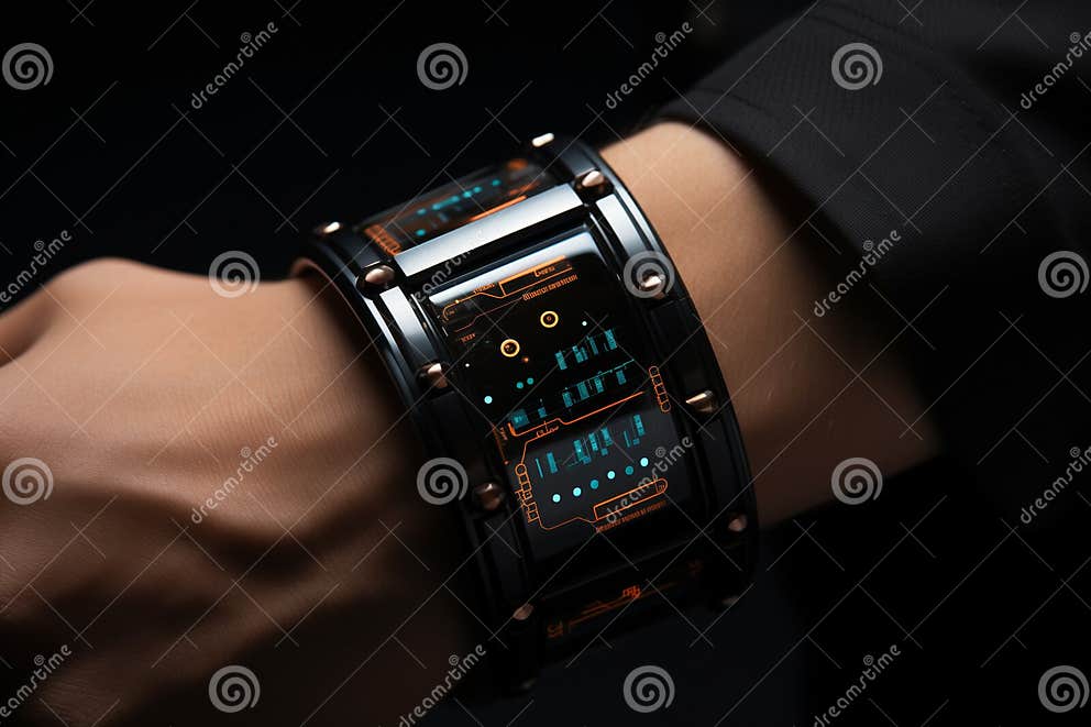 High-tech Portable Watch on a Wrist Stock Illustration - Illustration ...