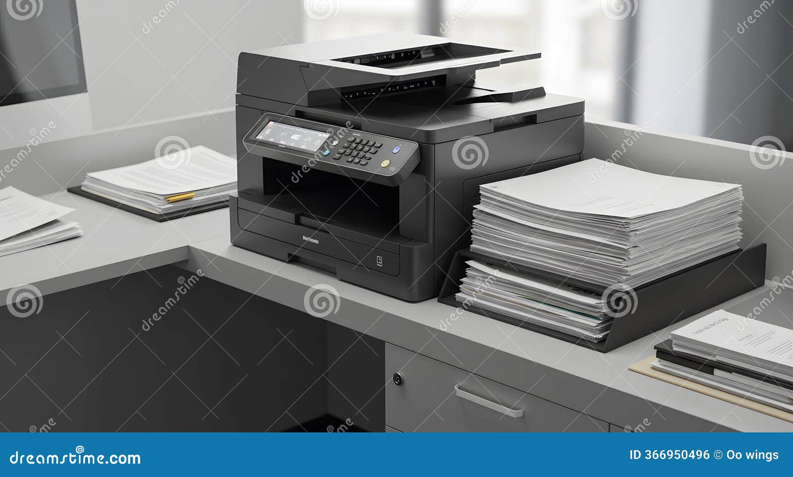 A Printer Stacked With Excessive Paper, Leading To A Jam, An Outdated ...