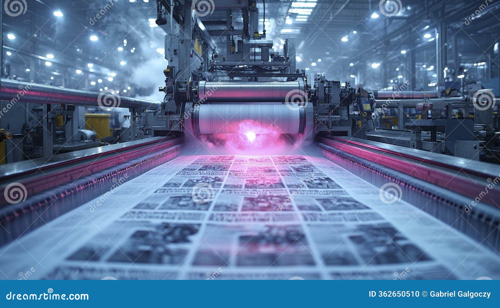 High-Tech Printing Press in Action during Production Stock Illustration ...