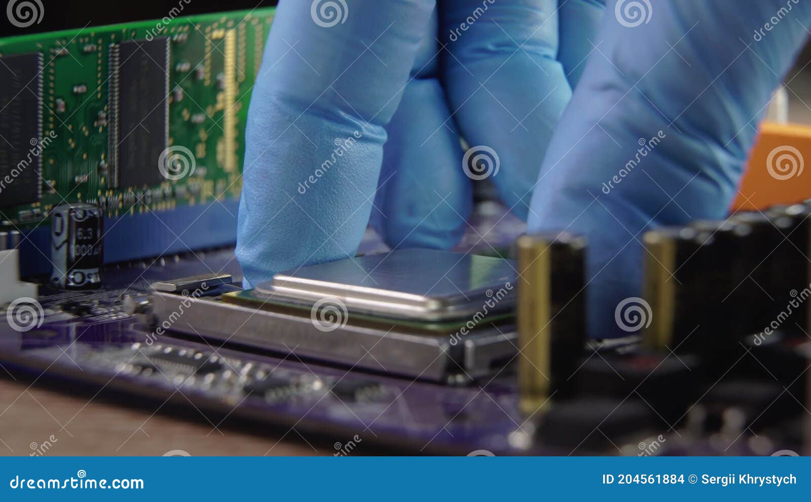 The Process of Installing a Processor on a Computer Motherboard Stock ...