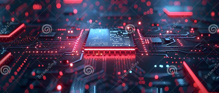 High-Tech Processor Data Flow in a Minimalist Circuit Design. Concept ...