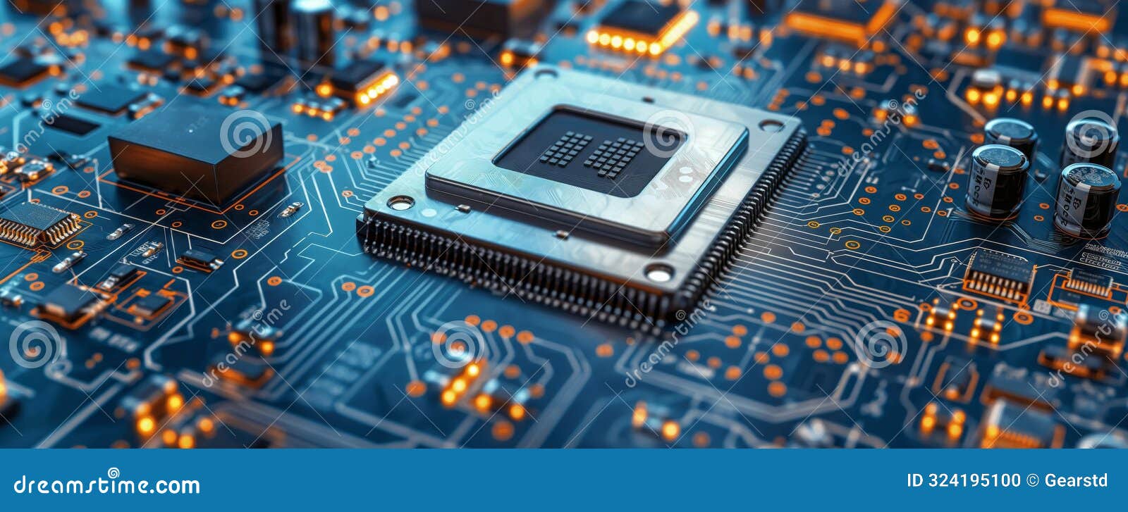 High-tech Processor with Glowing Elements Stock Photo - Image of ...