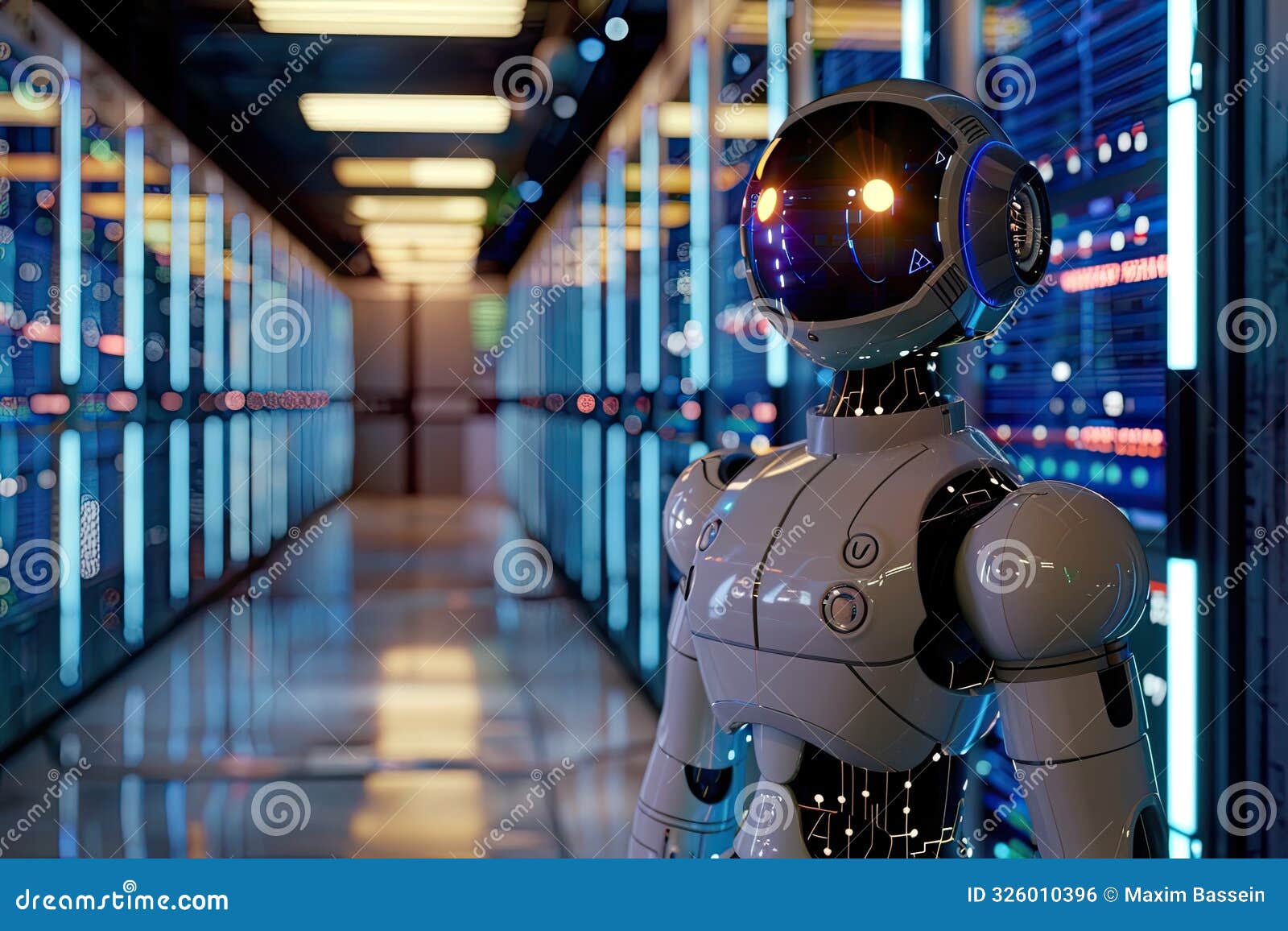 The High-tech Profile of the Android Head Against the Background of ...