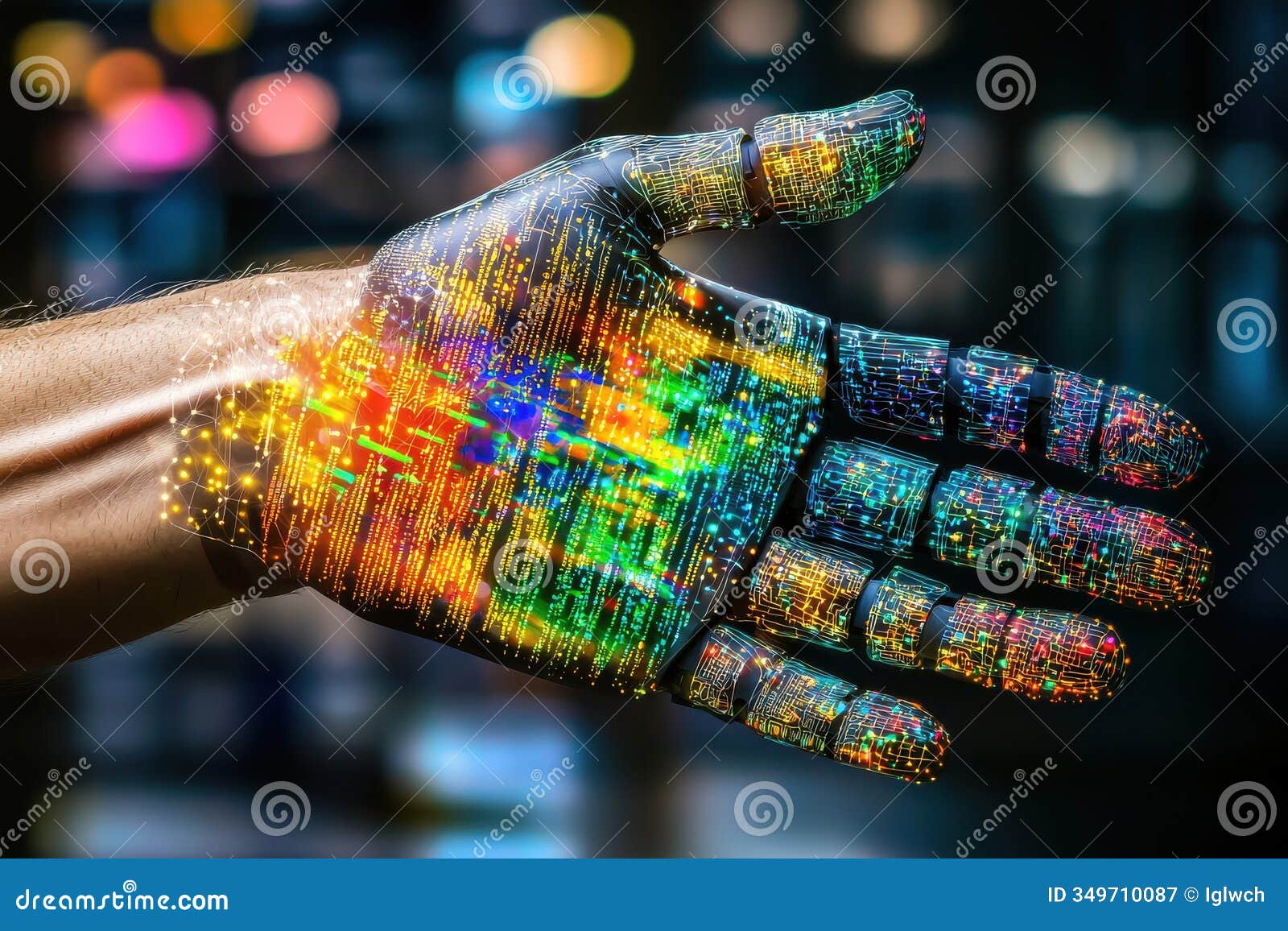 High-tech Prosthetic Hand Interacting with Touchscreen in a Futuristic ...