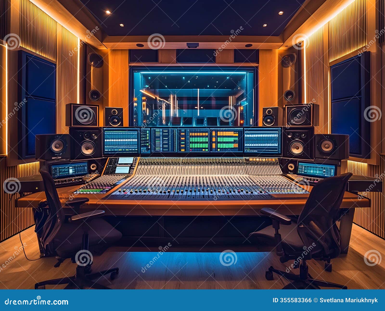 High-Tech Recording Studio with Digital Audio Interface, Mixing Console ...