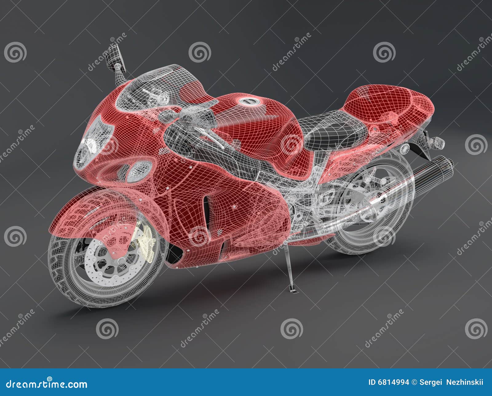 High-tech red motorcycle stock illustration. Illustration of rendering ...