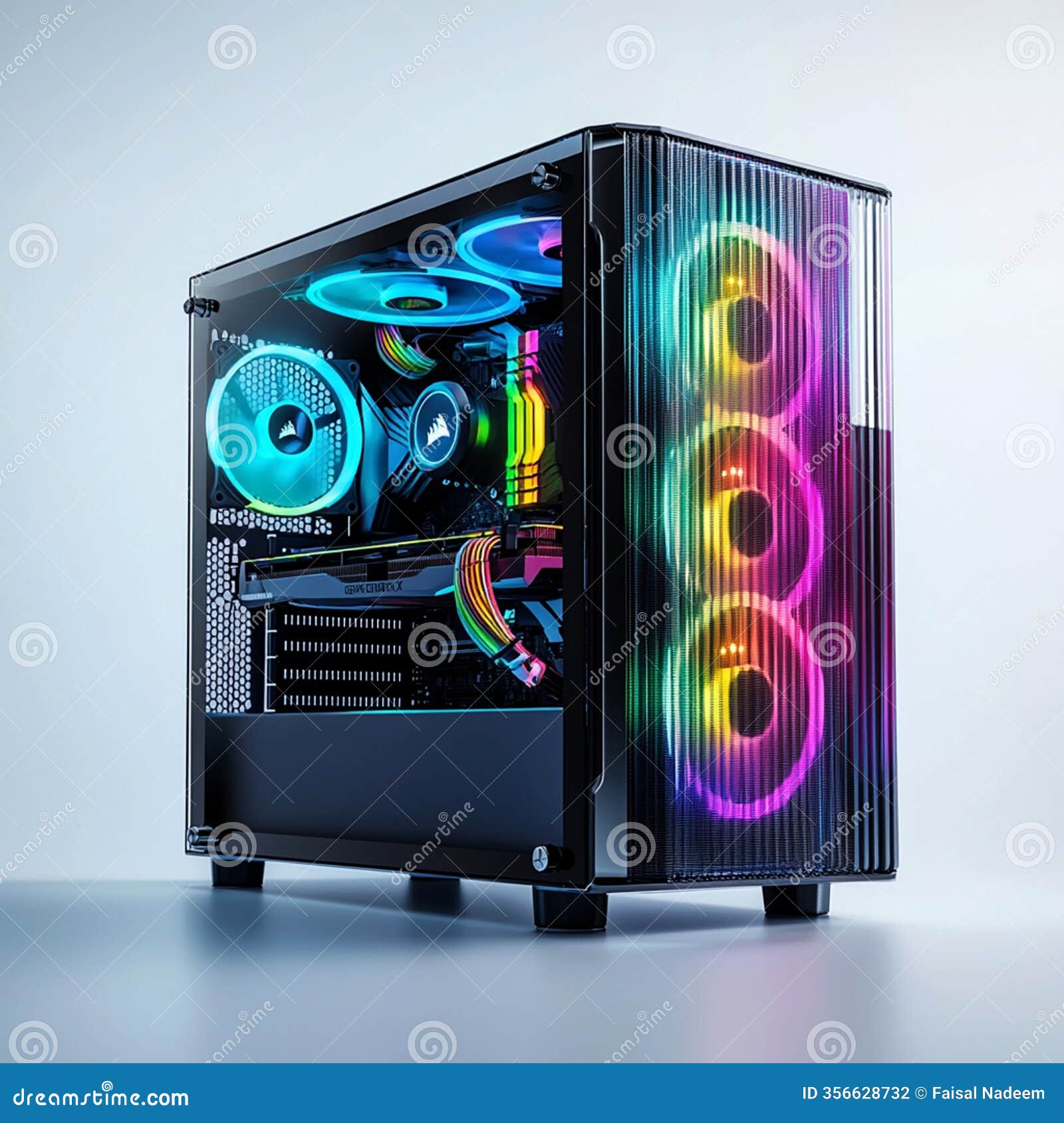 RGB Gaming PC Computer Case Modern Design High Tech Led Card Fans Gamer ...