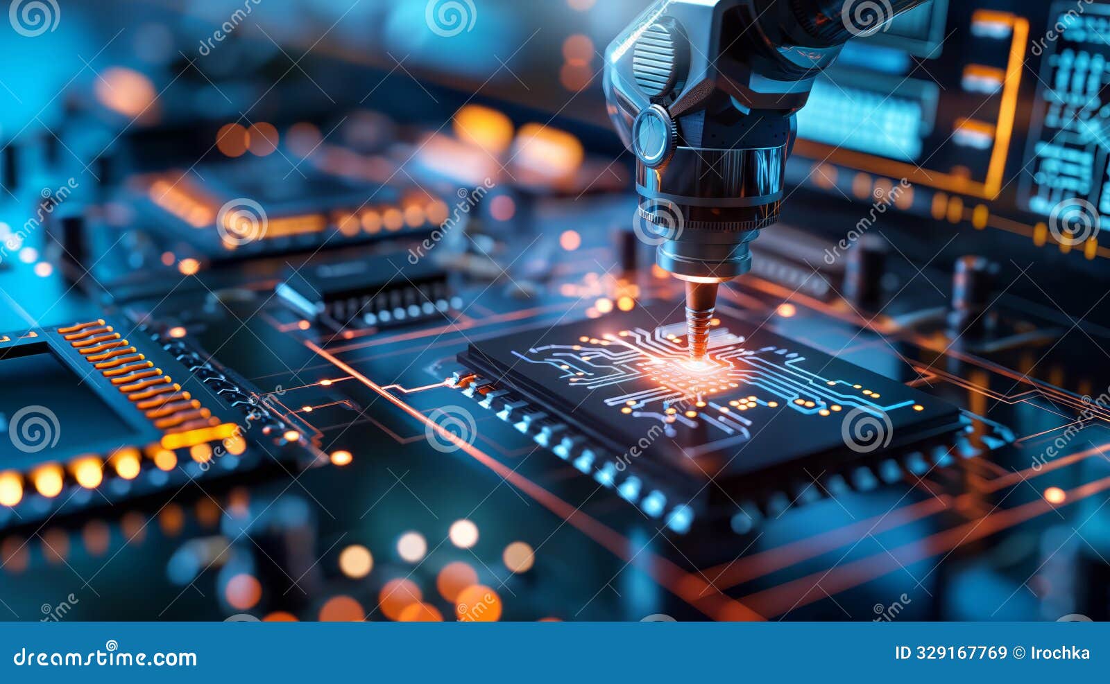High-Tech Robot Arm Assembling Intricate Circuit Board Stock Image ...