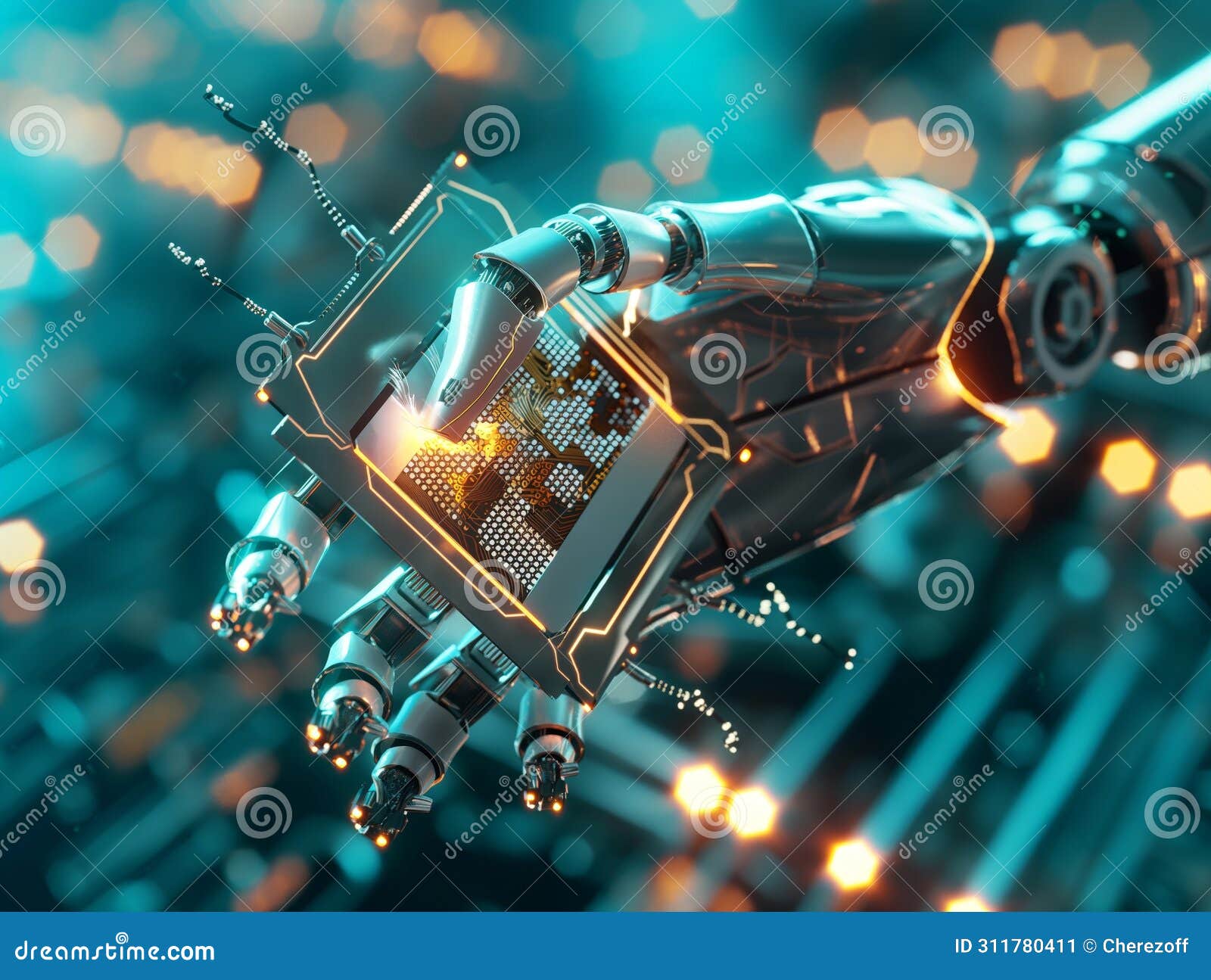 High-Tech Robot Arm and Circuit Board Stock Image - Image of innovation ...
