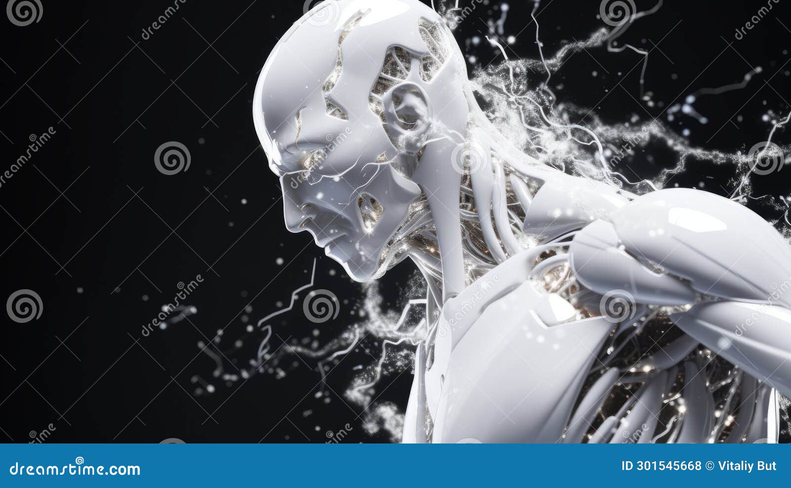 High-tech Robot with Energy in the Form of Lightning, AI Stock Photo ...