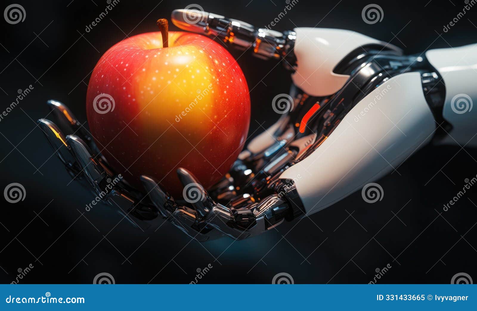 High-tech Robot Hand Grasping a Red Apple Stock Image - Image of ...