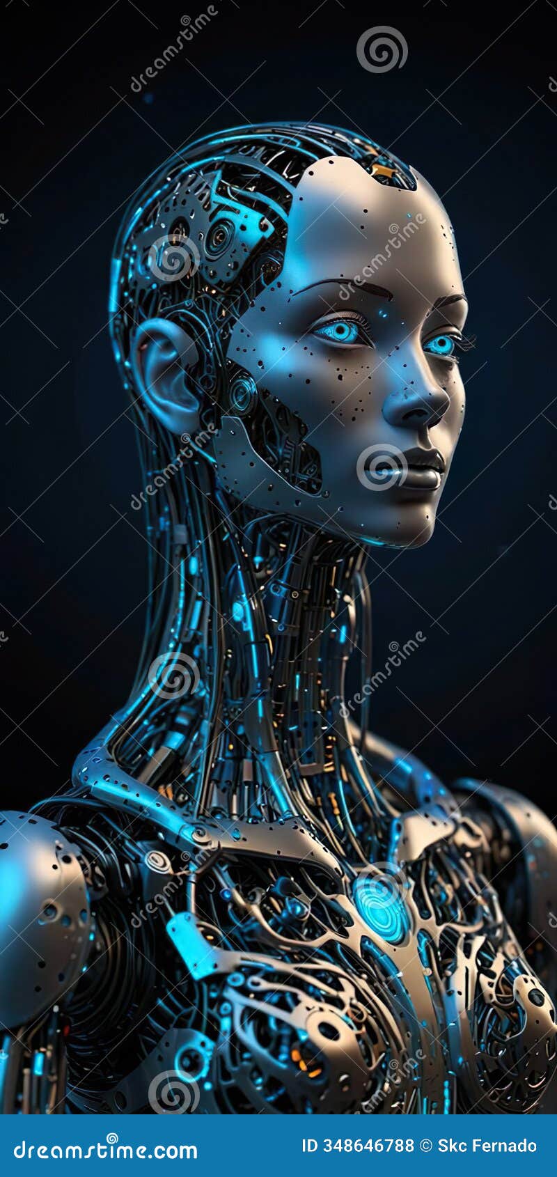 A High-tech Robot with Luminous Blue Eyes Stock Photo - Image of ...
