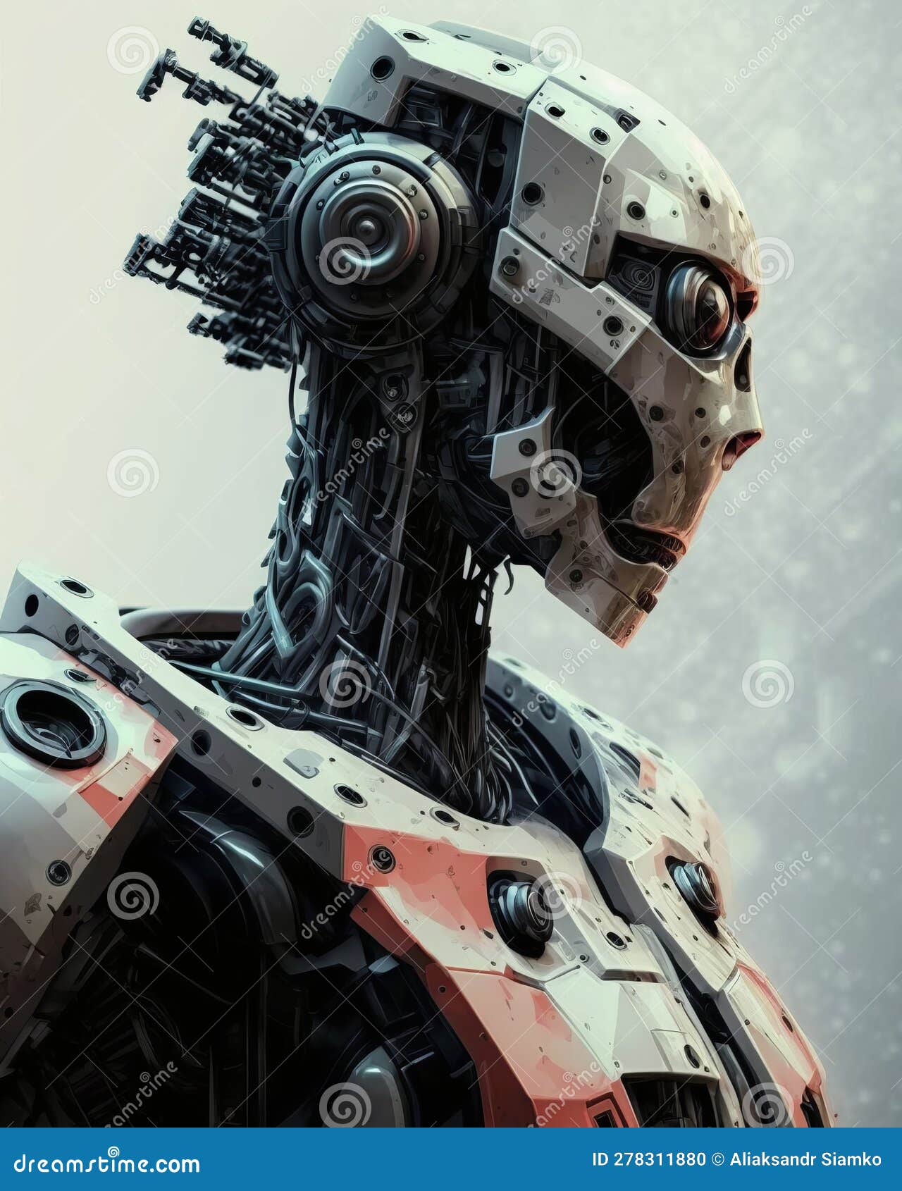 High Tech Robot Portrait - Generative AI Stock Illustration ...