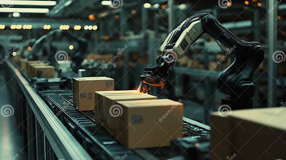 High-tech Robotic Arm Quickly Assembling Product Packages on an ...