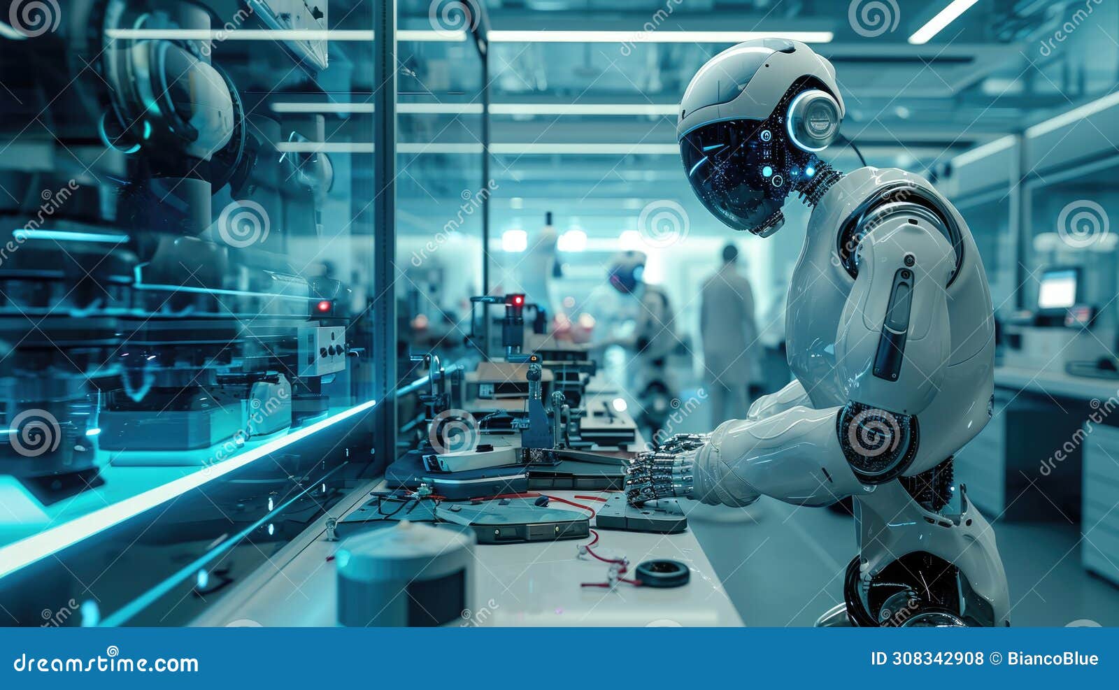 A High-tech Robotics Lab, Engineers Working on Advanced AI Machines ...