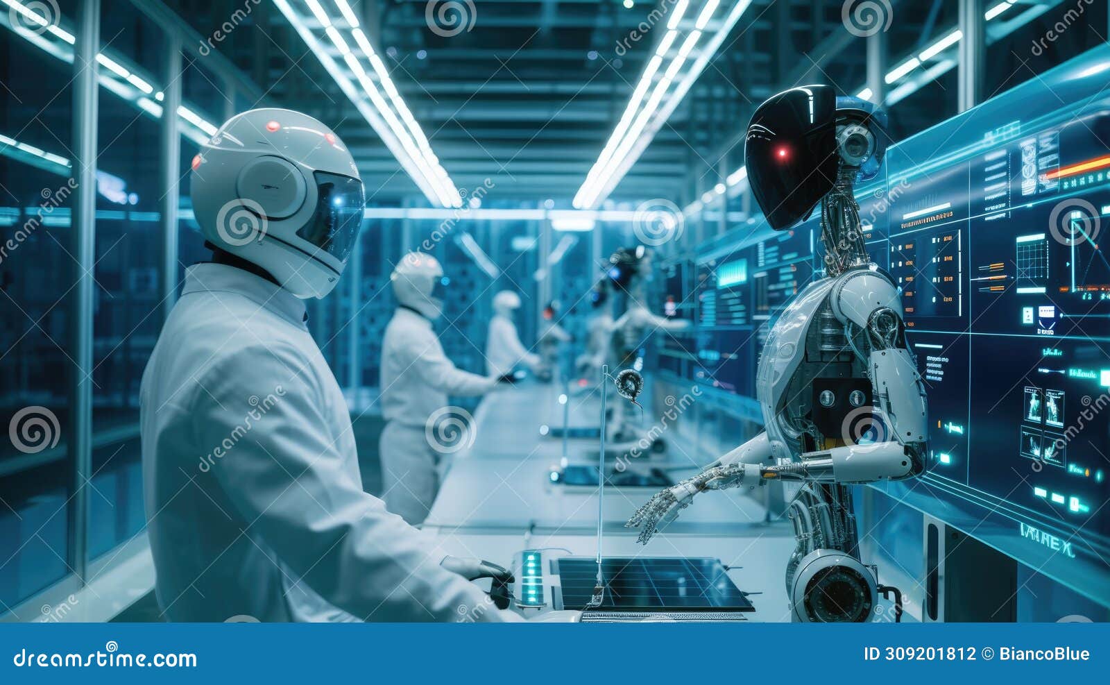 A High-tech Robotics Lab, Engineers Working on Advanced AI Machines ...