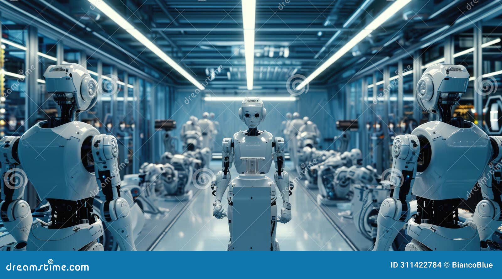 A High-tech Robotics Lab, Engineers Working on Advanced AI Machines ...