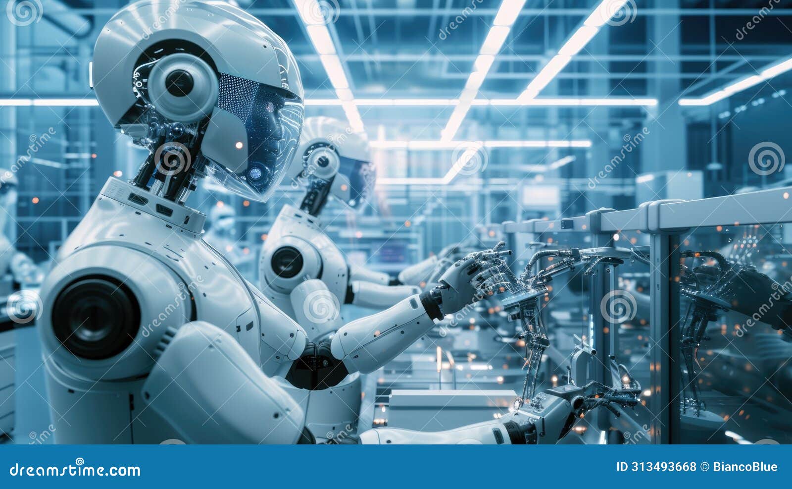 A High-tech Robotics Lab, Engineers Working on Advanced AI Machines ...