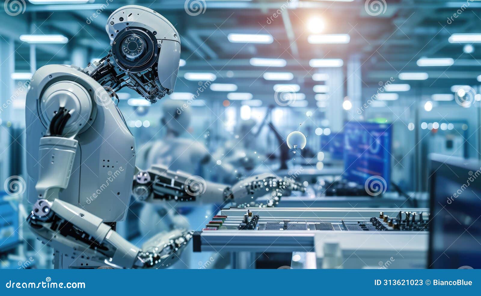 A High-tech Robotics Lab, Engineers Working on Advanced AI Machines ...
